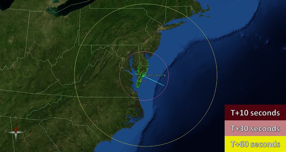Visibility map from NASA's Wallops Flight Facility for tonight's launch ...