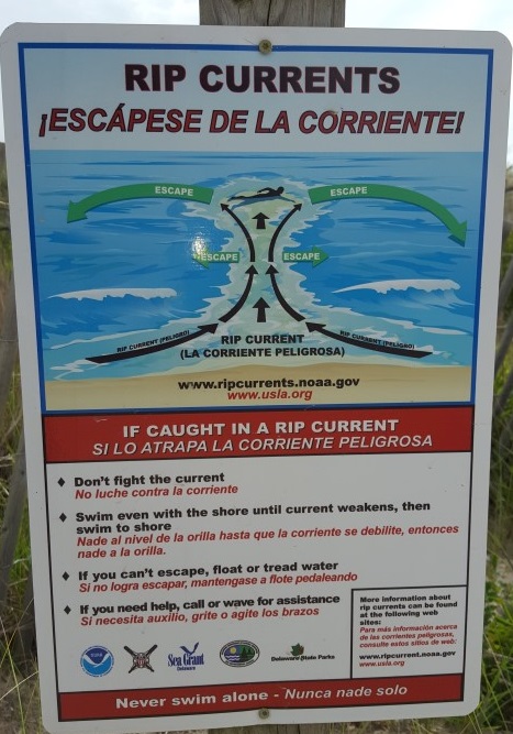 Dangerous rip current formation outlook for De and NJ