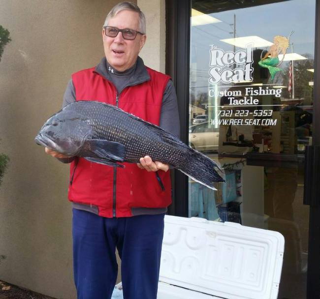 Steve Singler with his 9 pound sea bass ... photo credit to Reel Seat ...