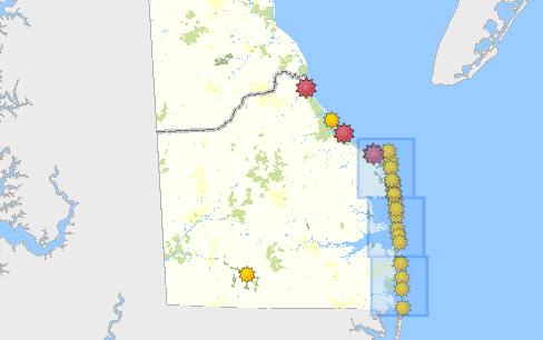 Water Advisory map from June 5th - delaware-surf-fishing.com