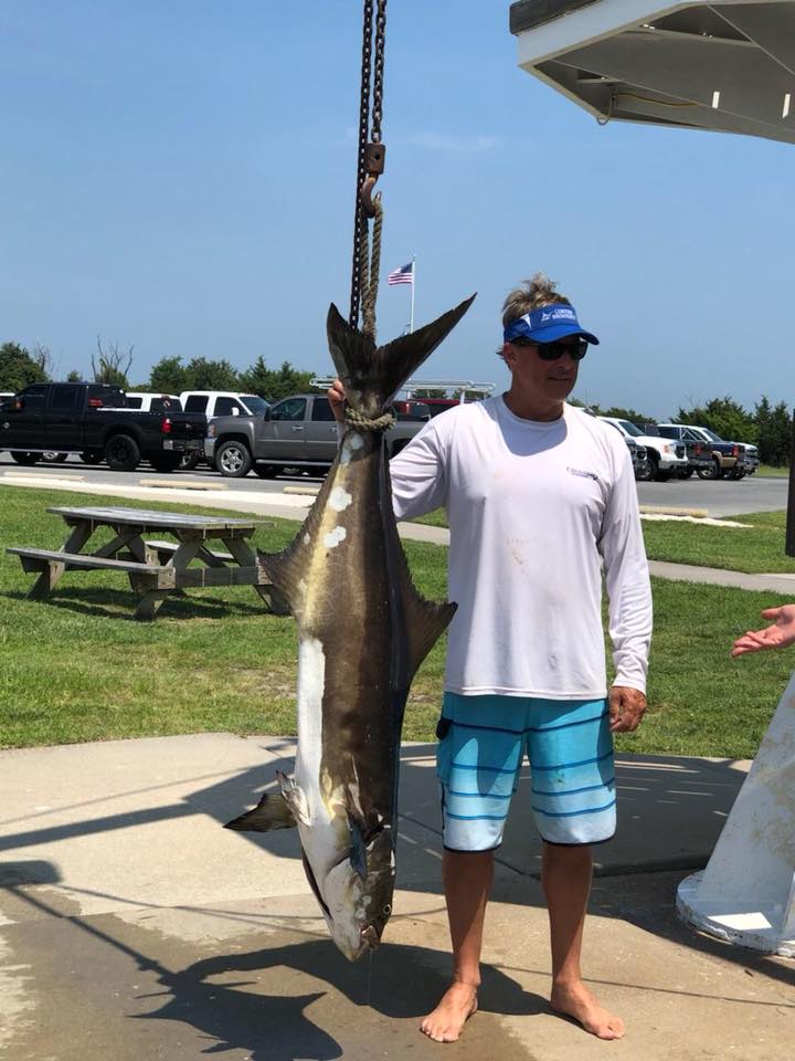 John Burbage with his 79.4 pound pending Delaware State Record cobia ...