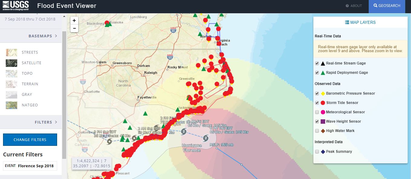Flood Event Viewer map screen shot. - delaware-surf-fishing.com