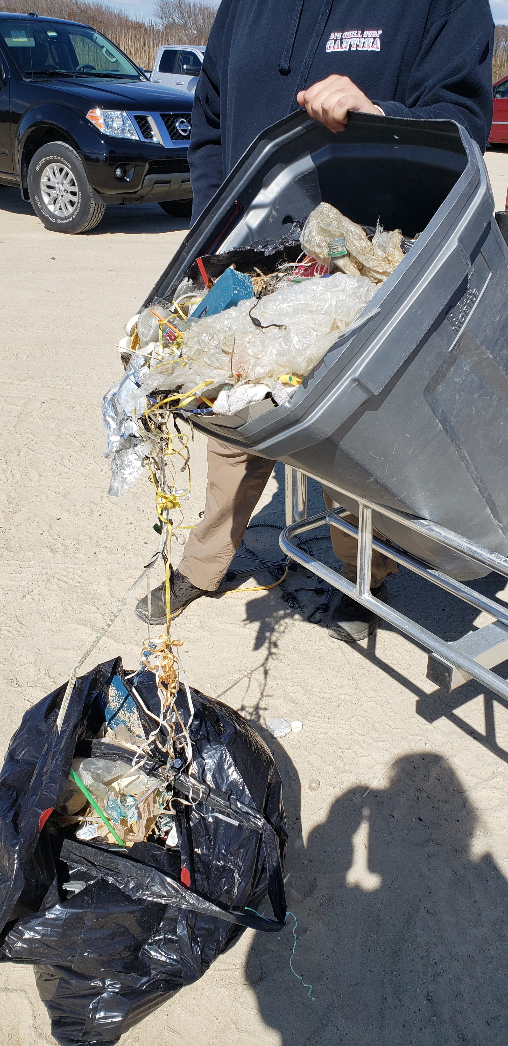 A serious assortment of trash we transfer from the can to the bags ...