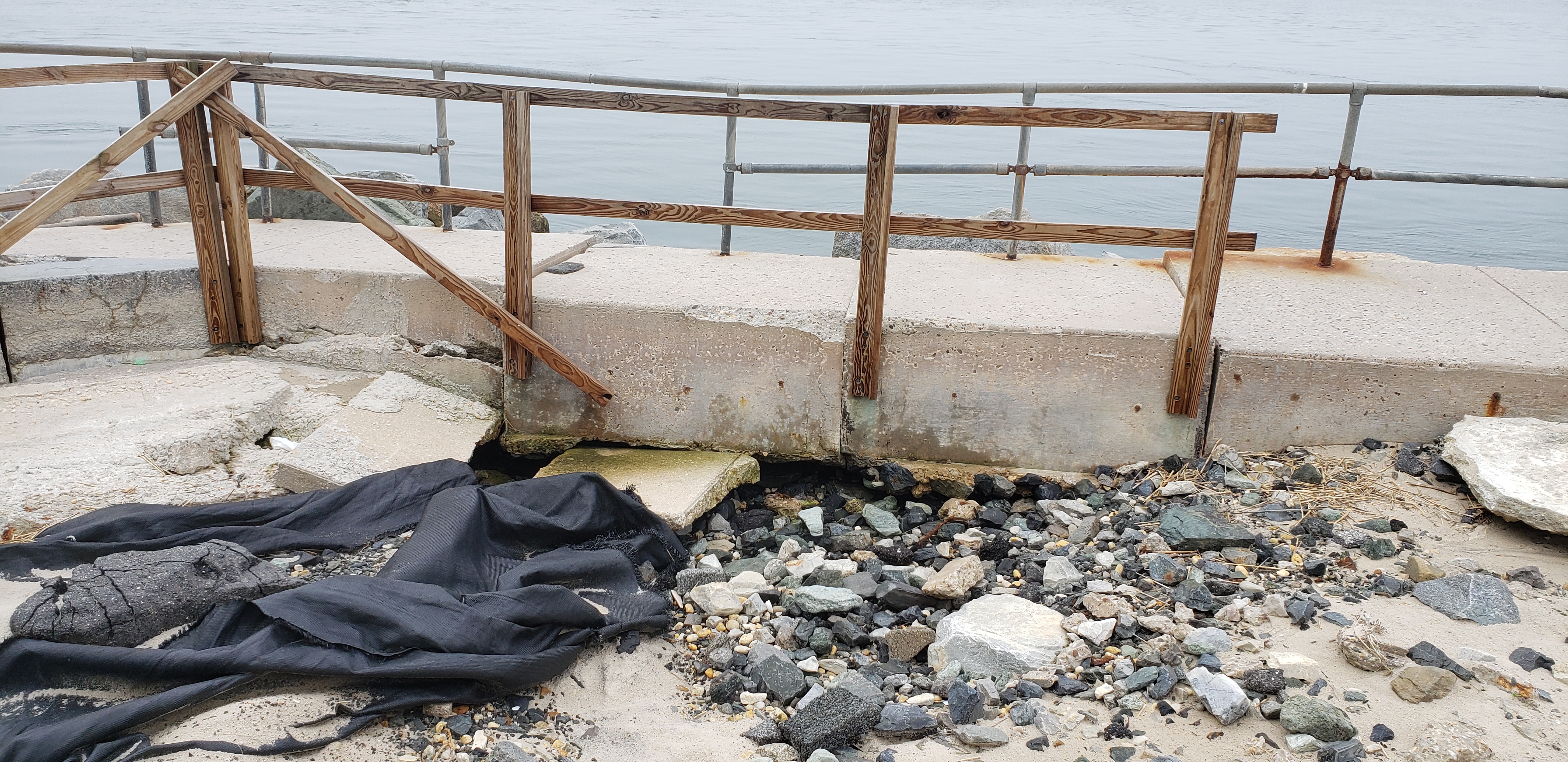 Corner at the northside of the Indian River Inlet jetty's storm damage ...
