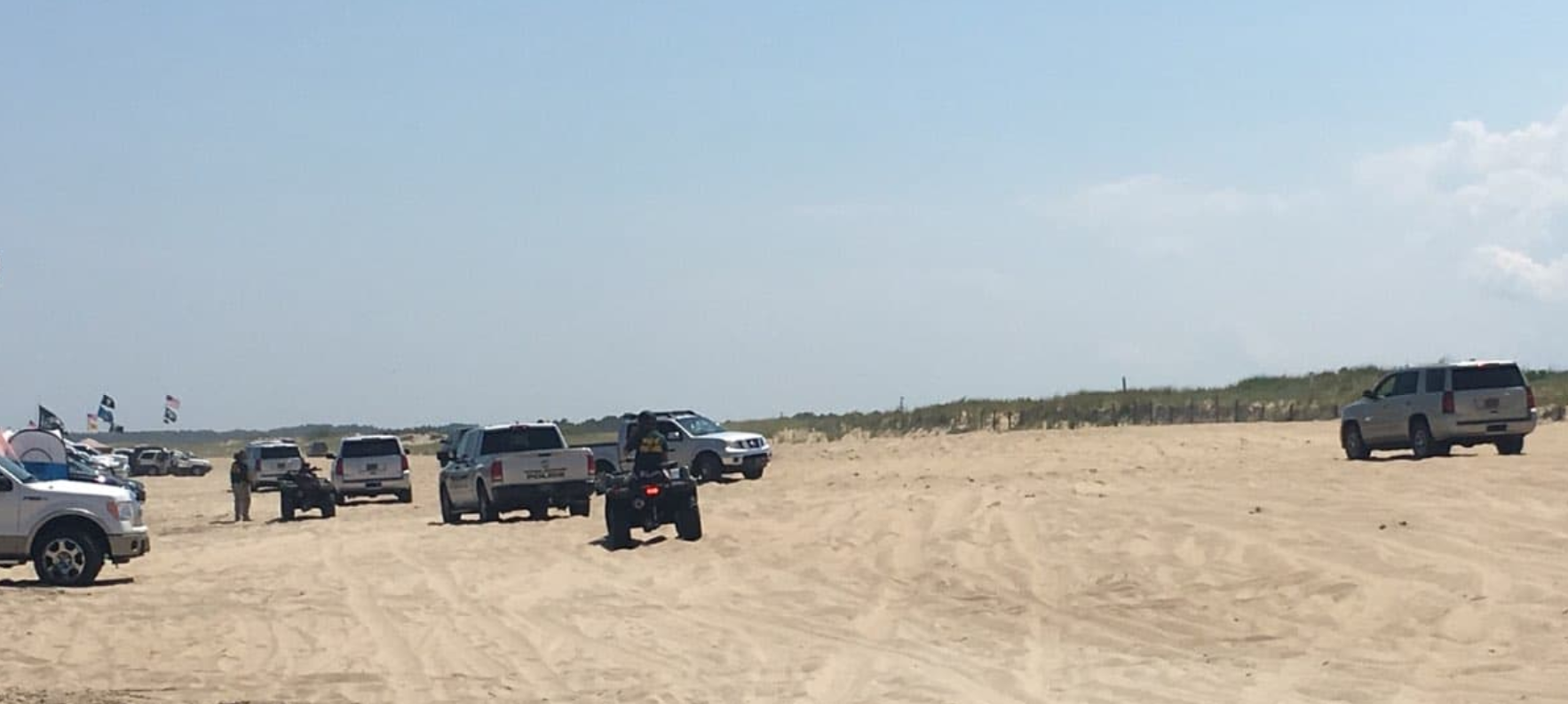 Delaware State Park Rangers in force on the beach at Herring Point ...