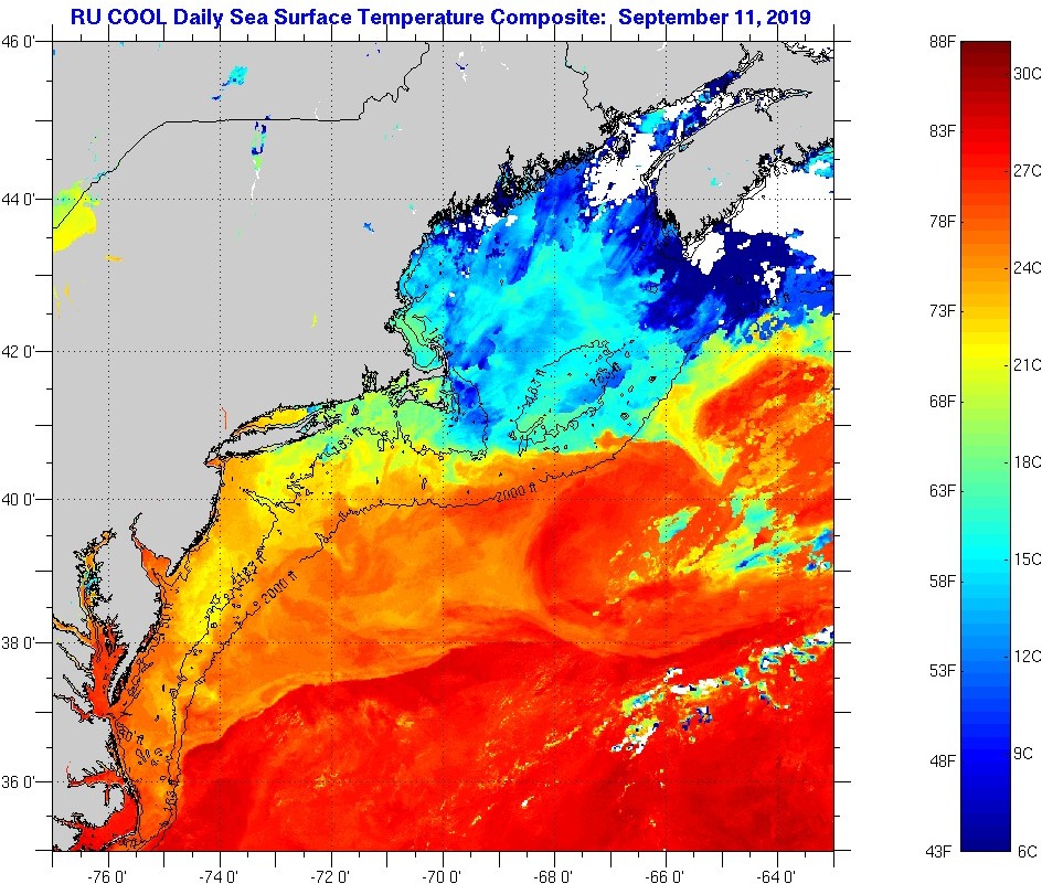 Sea Surface Temperatures Sept 11 IMCS satellite - delaware-surf-fishing.com