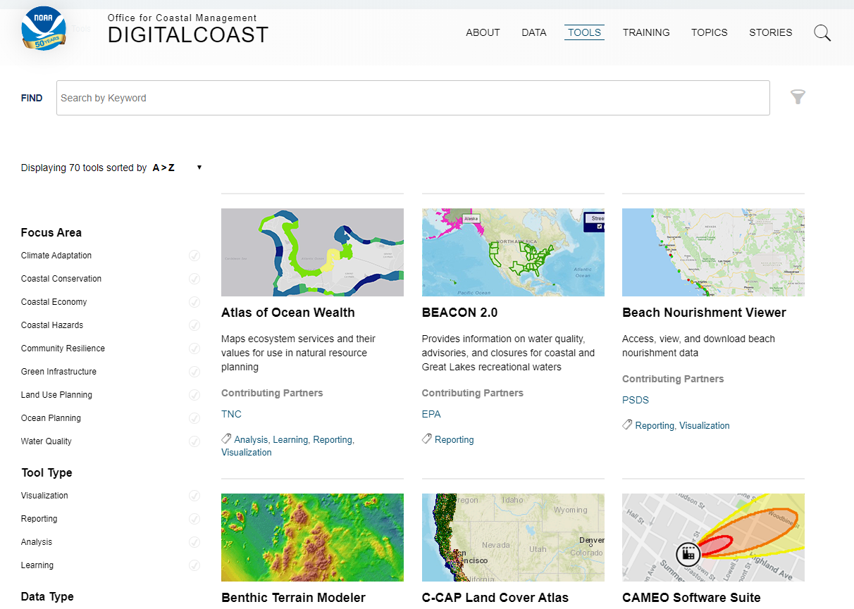 NOAA's Office For Coastal Management Digital Tools page - delaware-surf ...