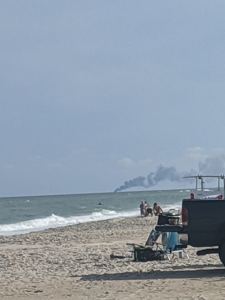 Boat fire seen off coast at the beach ... Dylan Pleva - delaware-surf ...