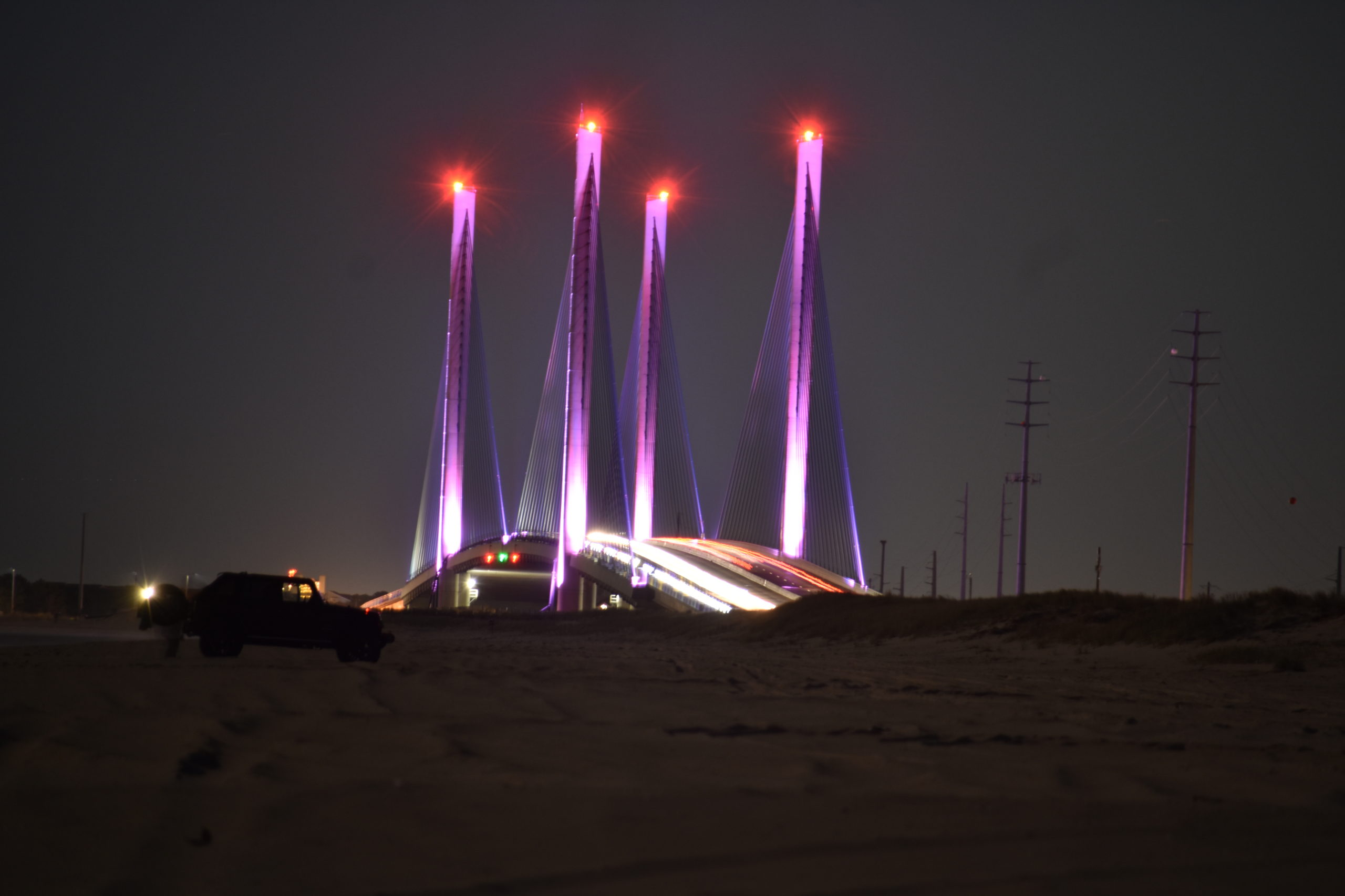 The Charles W Cullen bridge on the night of the Antares Launch ...